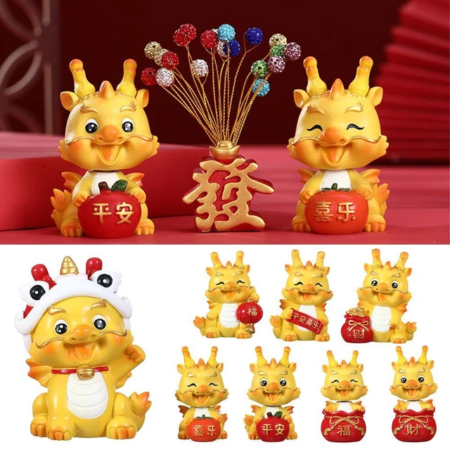 2024 NEW YEAR Dragon Figurines Shaking Head Dragon Statue Year Dragon ...