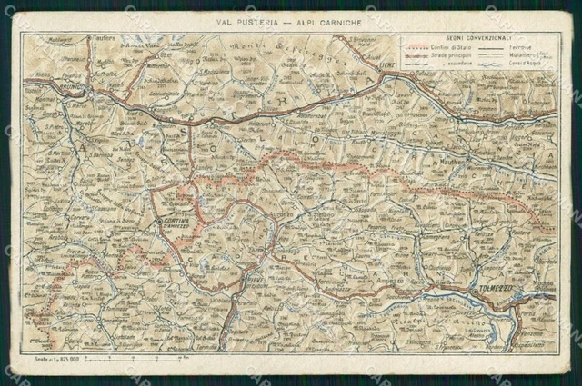 UDINE CITTÀ VAL Pusteria Alpi Carniche Cartina Geografica Mappa ...