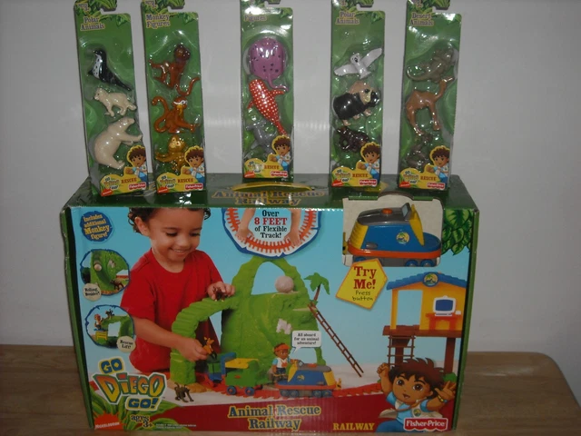 FISHER PRICE GO DIEGO GO RESCUE RAILWAY PLAYSET + Figure Set of 5 Packs ...