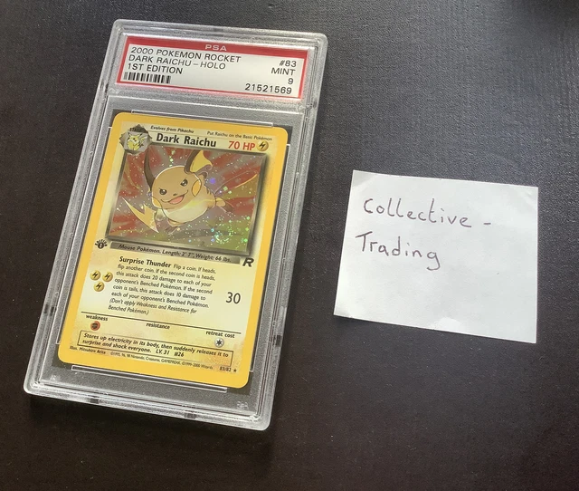 PSA 9 FIRST EDITION Dark Raichu Shiny/ Holo Pokemon Card Team Rocket ...