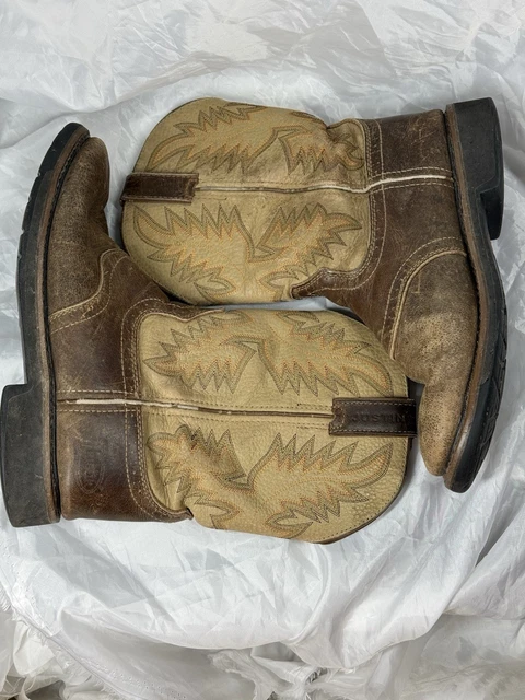 JUSTIN WORK WESTERN Cowboy Boots Mens 9 1/2D Wk4660 Brown Stains £31.14 ...