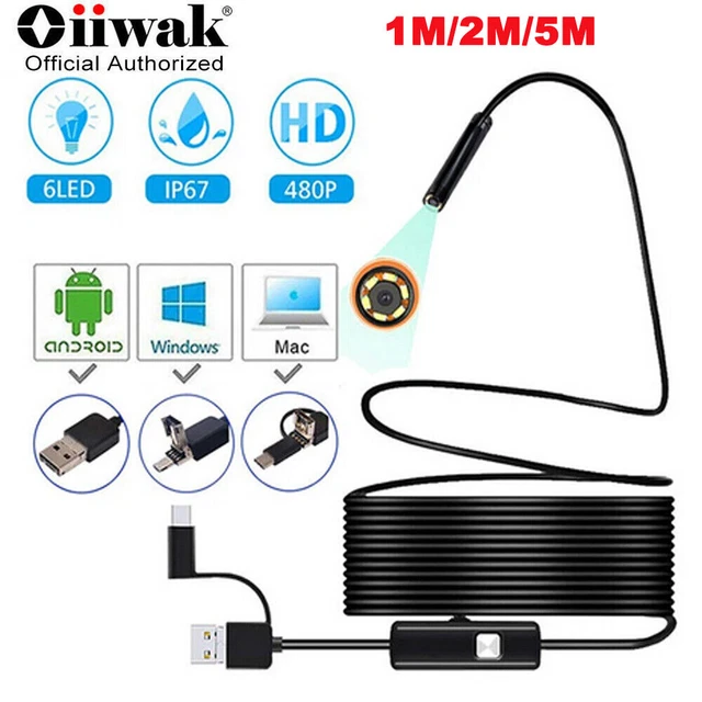 6LED USB SNAKE Endoscope Borescope HD Inspection Camera Scope for ...