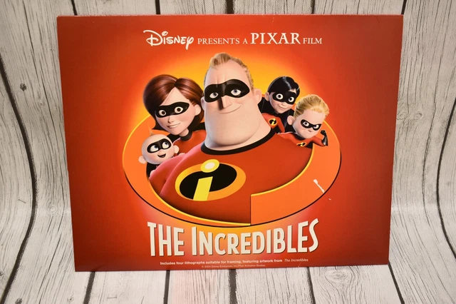 2004 WALT DISNEY'S PIXAR THE INCREDIBLES 11"X14" LITHOGRAPHS SET (4) w ...