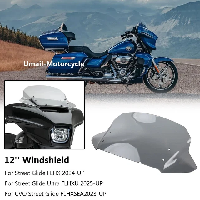 FOR HARLEY CVO Street Glide FLHXSE 2023-2025 12'' Windshield Windscreen ...