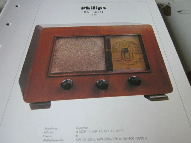 RADIO ARCHIV N 01 Schaltplan Philips RA 148 U, 1948 EUR 7,50 - PicClick DE