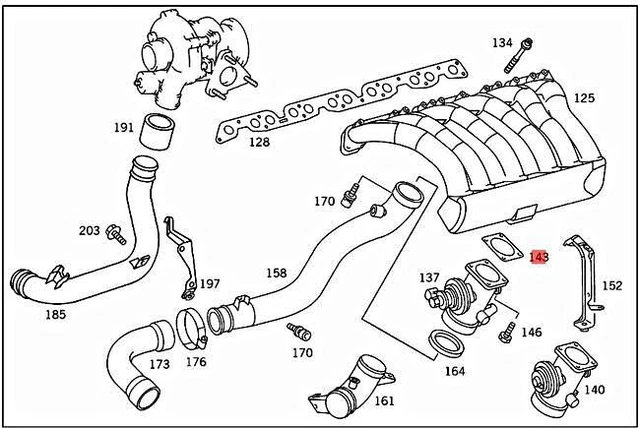 GENUINE MERCEDES MIXING chamber on charge-air manifold Gasket ...