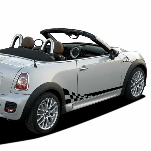 RACING CHECKERED FLAG Rocker Side Stripes Decal Sticker for Mini Cooper ...