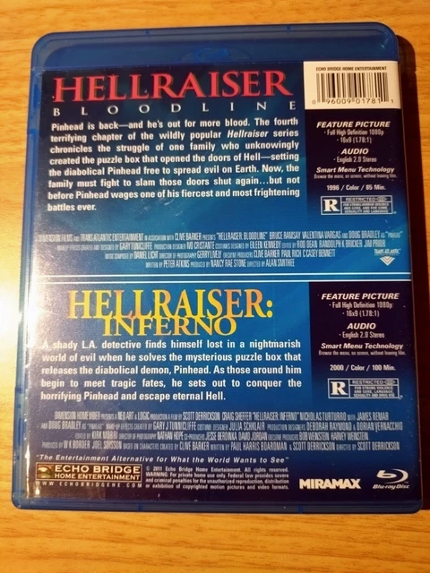 HELLRAISER BLOODLINE & Hellraiser Inferno - Blu ray set - Hellraiser 4 ...