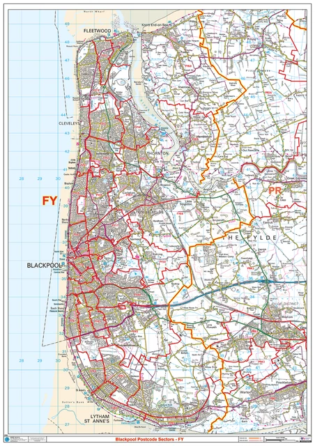 MAP OF BLACKPOOL Postcodes, Postcode Sectors Map of Blackpool - FY £28. ...