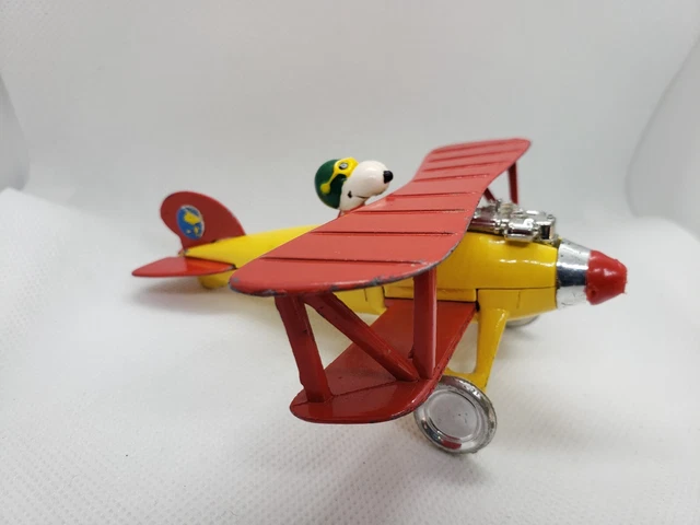 VINTAGE SNOOPY 1965 Flying Ace Bi-Plane Peanuts Gang Die Cast Airplane Aviva Toy £18.95 ...
