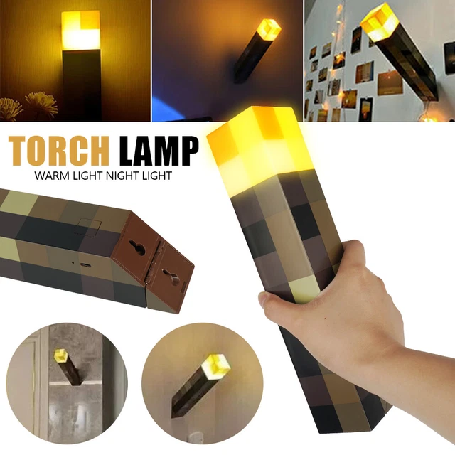 MINECRAFT GAME TORCH Lamp Led Night Light Home Decors USB Rechargeable ...