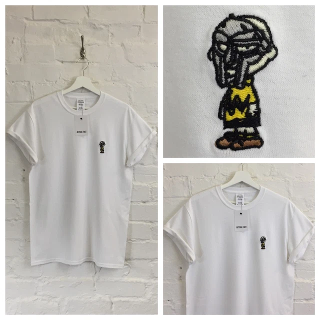 ACTUAL FACT CHARLIE Brown x MF Doom White Embroidered Hip Hop Tee T ...