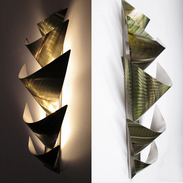 MODERN ABSTRACT METAL Wall Art Accent Lamp Painting Sculpture Home ...