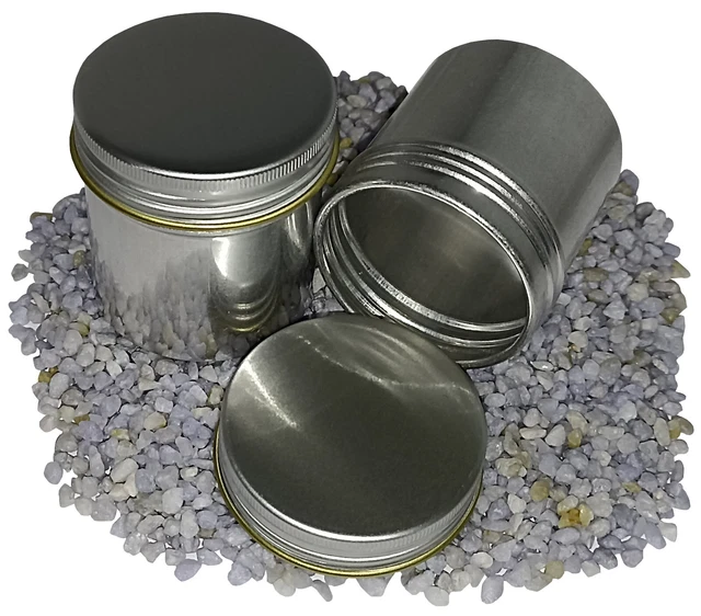 10 BLECHDOSEN ALUMINIUM Aludosen Aluminiumdosen 50ml mit Schraubdeckel ...
