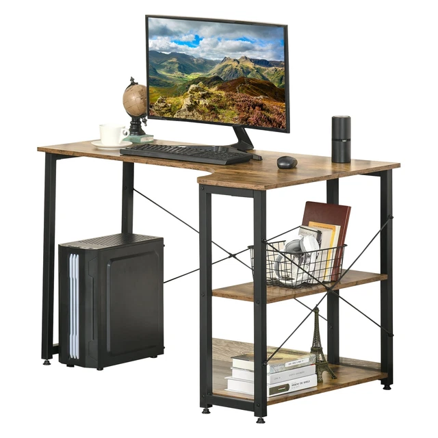 HOMCOM L-SHAPED COMPUTER Desk Home Office Corner Desk Study Workstation ...