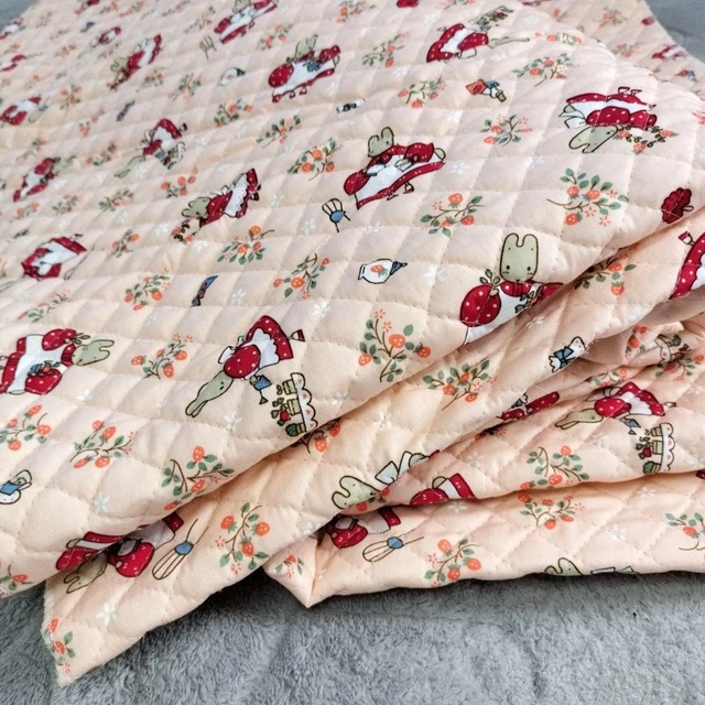 SANRIO 90S MARRÓN Crema Acolchada Tela, Conejo, Retro, 87cmx490cm ...