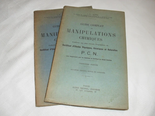 GUIDE COMPLET MANIPULATIONS chimiques 2 parties , clerc , albin michel ...