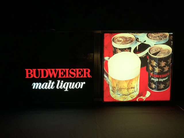 RARE VINTAGE BUDWEISER Malt Liquor Lighted Beer Sign Anheuser Busch ...