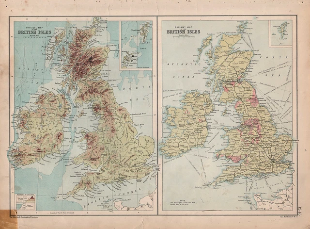 1901 VICTORIAN MAP ~ British Isles Physical Land Heights Mountains ... 1901 VICTORIAN MAP ~ British Isles Physical Land Heights Mountains ...