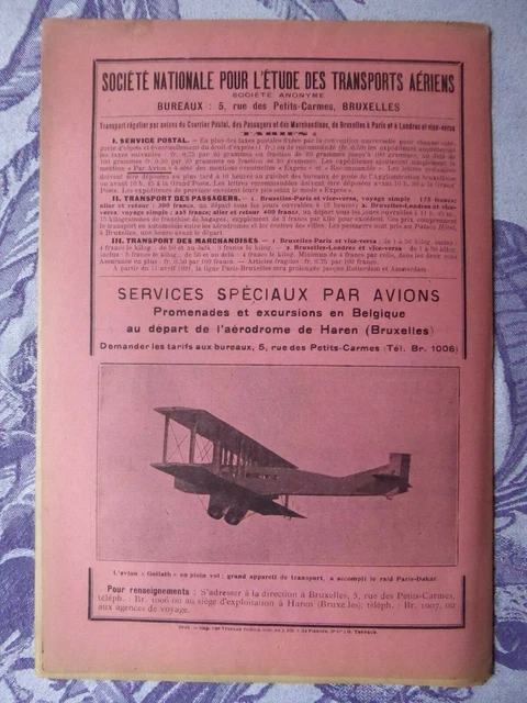 LA CONQUETE AIR 1921 Sneta Avion Zeppelin Cerf-Volant Aero-Club Anvers ...