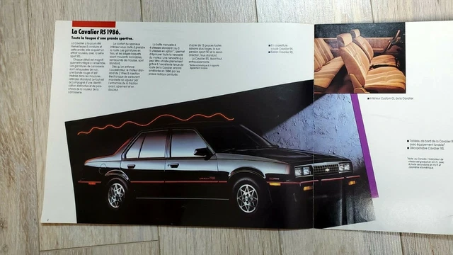 CHEVROLET CAVALIER 1986 dealer brochure catalog - French * ORIGINAL NOT ...