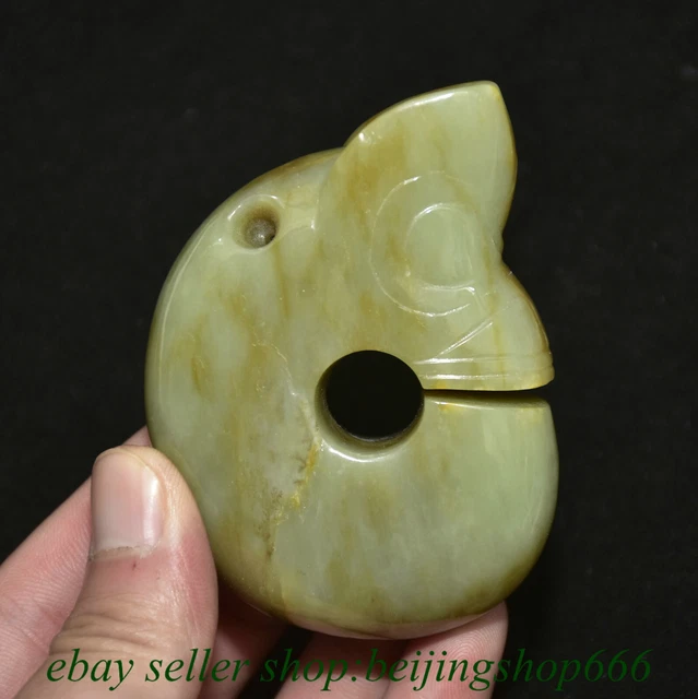 3& OLD CHINESE Hongshan Culture Hetian Jade Nephrite Carved Pig Dragon ...