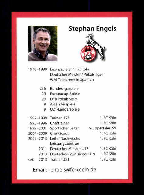 STEPHAN ENGELS AUTOGRAMMKARTE 1 FC Köln Original Signiert+A 170810 EUR ...