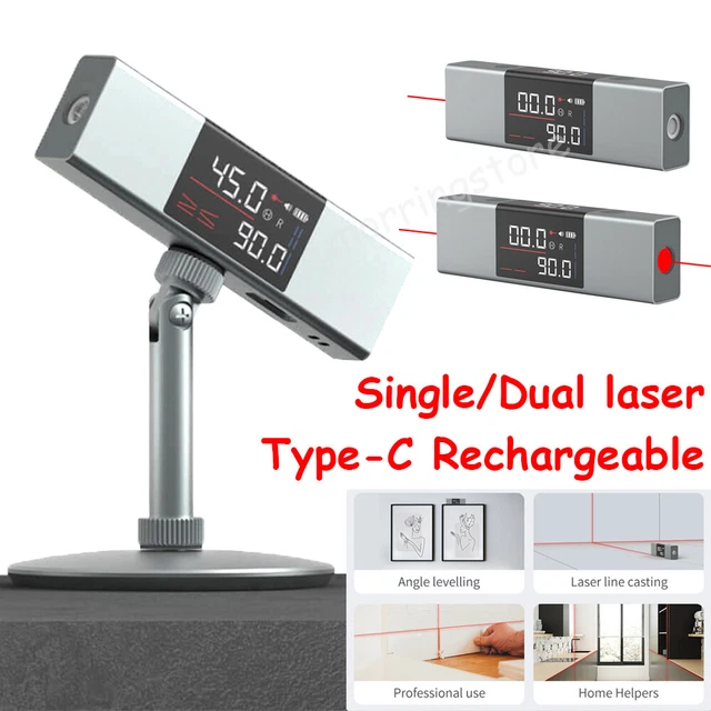 LASER MEASURER TOOL Single/Dual Digital Inclinometer Angle Protractor ...