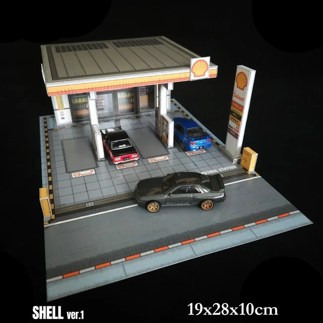 1:64 SCALE PETROL Station/Gas Station Paper Diorama Building kits for ...