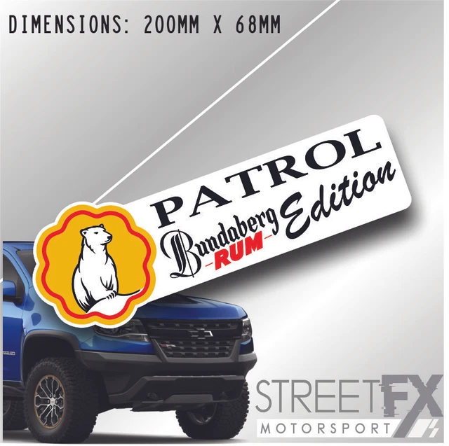 PATROL BUNDABERG RUM Sticker Decal 4x4 4WD Camping Caravan Trade Truck ...