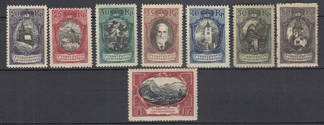 LIECHTENSTEIN MINR. 53/60 Freimarken Landschaften (1921) postfrisch ...