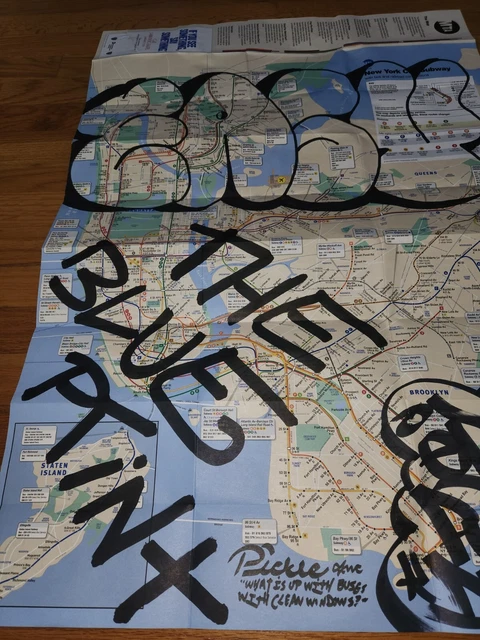 ORIGINAL NYC SUBWAY Map Graffiti JOZ EASY COPE Banksy SEEN Kaws Modern ...