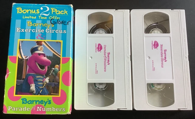 VHS BARNEY'S EXERCISE Circus and Parade of Numbers BONUS 2 PACK 1996 £ ...