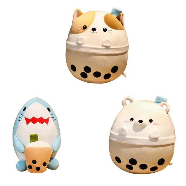 UK BUBBLE TEA Boba Cup Squish-mallow Plush Toy Bear Shark Cat Xmas ...