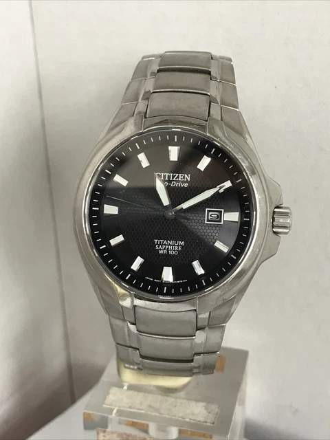 OROLOGIO CITIZEN UOMO Eco Drive Analogico Quadrante Nero Bracciale ...