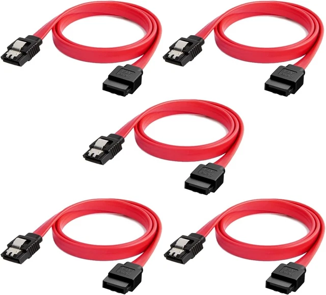 HIGH-SPEED SATA III Cable [5-Pack] 8-Inch with Locking Latch - Secure ...