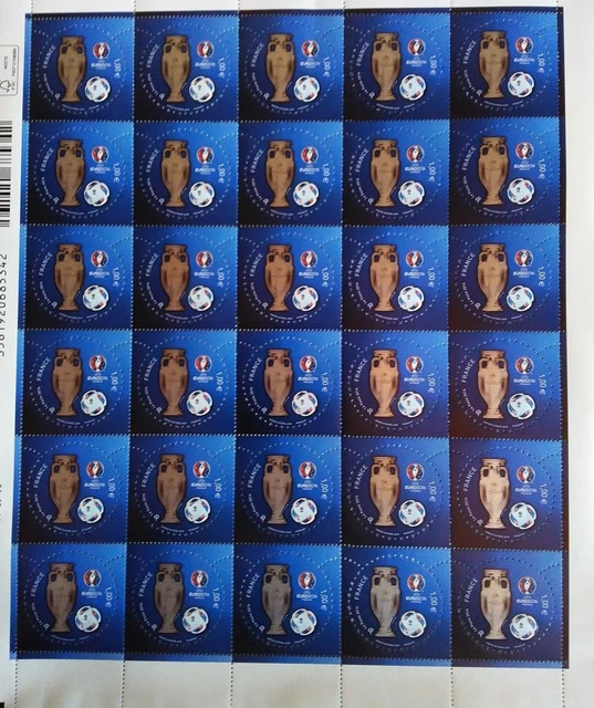 TIMBRE COLLECTION UEFA EURO 2016 France Feuillet de 30 timbres NEUFS ... TIMBRE COLLECTION UEFA EURO 2016 France Feuillet de 30 timbres NEUFS ...