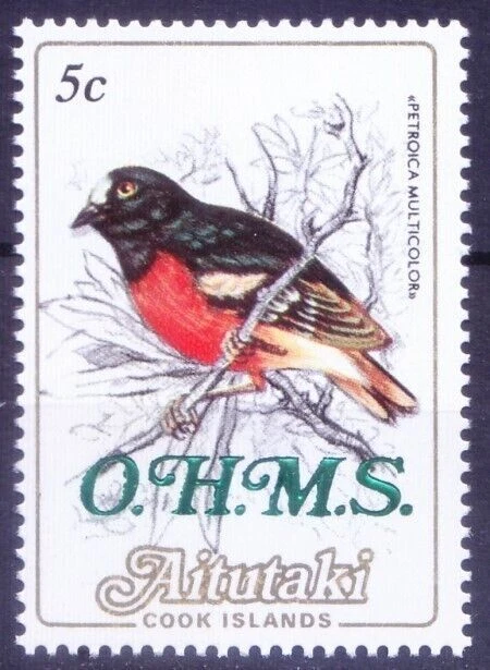 AITUTAKI COOK ISLANDS 1985 MNH, oiseaux surimpression, Pacific Robin ...