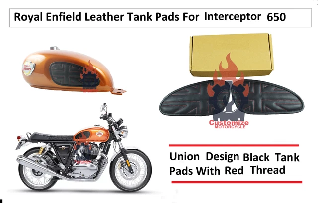 ROYAL ENFIELD INTERCEPTOR 650 Union Jack Style "TANK KNEE PAD" With Red ...