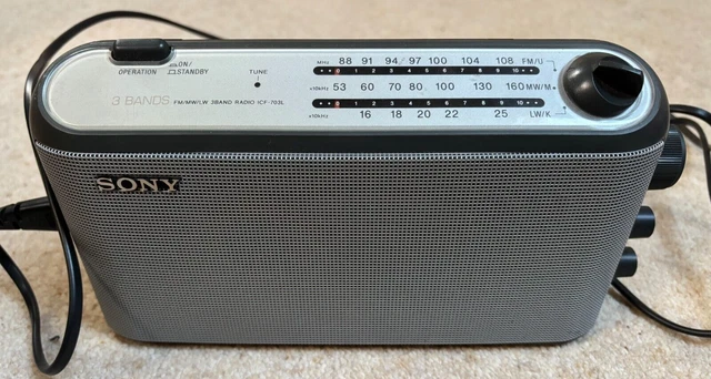 SONY ICF-703L 3 Band Portable Radio FM/MW/LW Fully Workingwith power ...