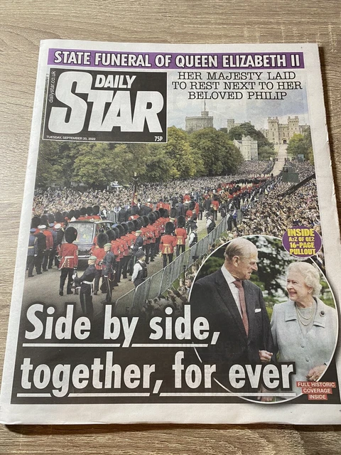 DAILY STAR - Queen Elizabeth II Death Funeral 20 September 2022 ...