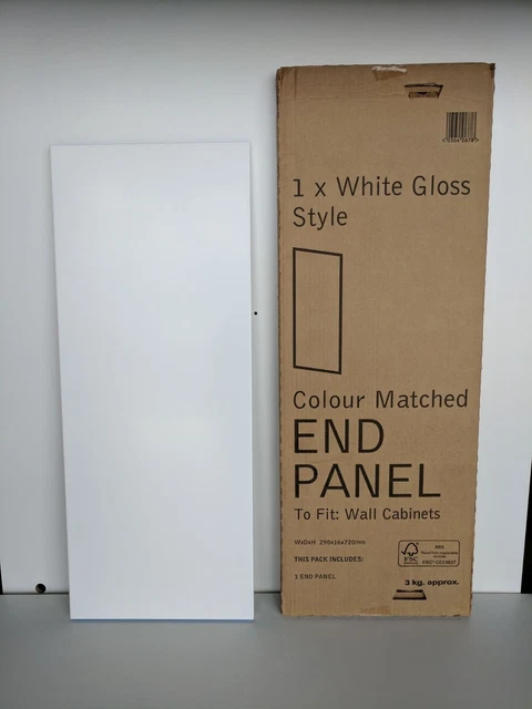 KITCHEN CABINET Clad On base Replacement end panel 315mm x 720mm WHITE ...