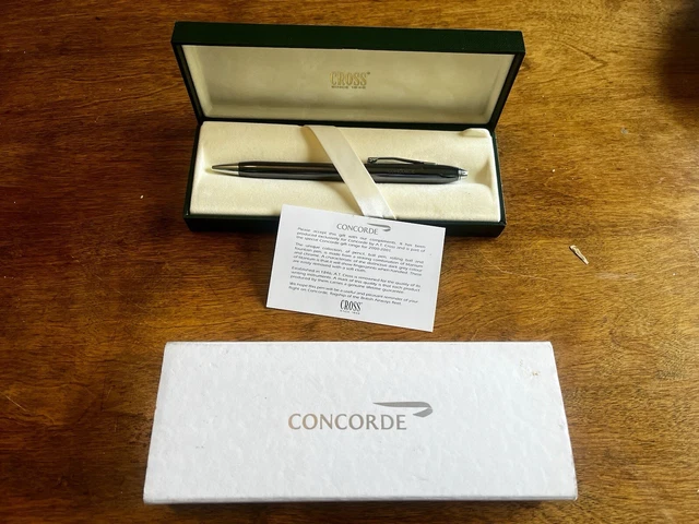 BRITISH AIRWAYS CONCORDE Cross Titanium & Chrome ballpoint pen Boxed ...