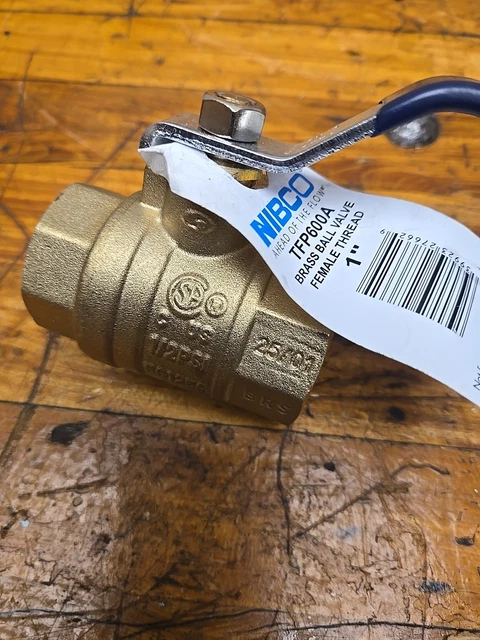 NIBCO TFP600A BRASS Ball Valve 1" NPT Thread End 150-SWP / 600-WOG ...