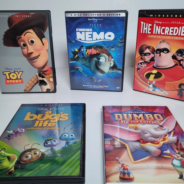 DISNEY DVD MOVIES 5 Pixar Lot Toy Story Finding Nemo The Incredibles ...