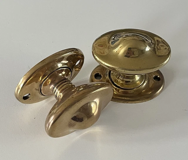 ANTIQUE OLD GEORGIAN Victorian Pair Oval Brass Bronze Door Knobs Handles (DK112) £120.00 ...