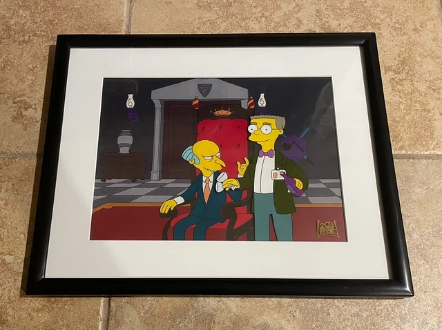 THE SIMPSONS ORIGINAL Animation Production Cel Art Mr. Burns & Waylon ...