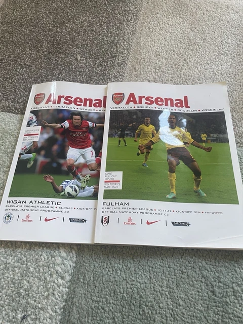 2 X ARSENAL Home Programmes - Fulham And Wigan 2012/13 £4.36 - PicClick UK