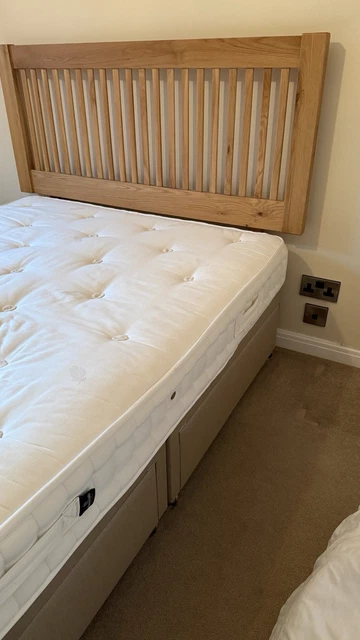 JOHN LEWIS DOUBLE Divan Bed, Mattress And Schreiber Oak Headboard £312. ...