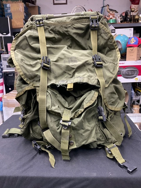 VINTAGE US ARMY Field Pack Combat Nylon Large Green Backpack with Frame ...